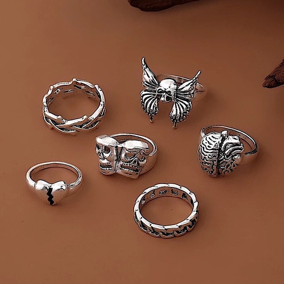 Jewelry | Human Heartskull Butterfly Ring Set | Poshmark